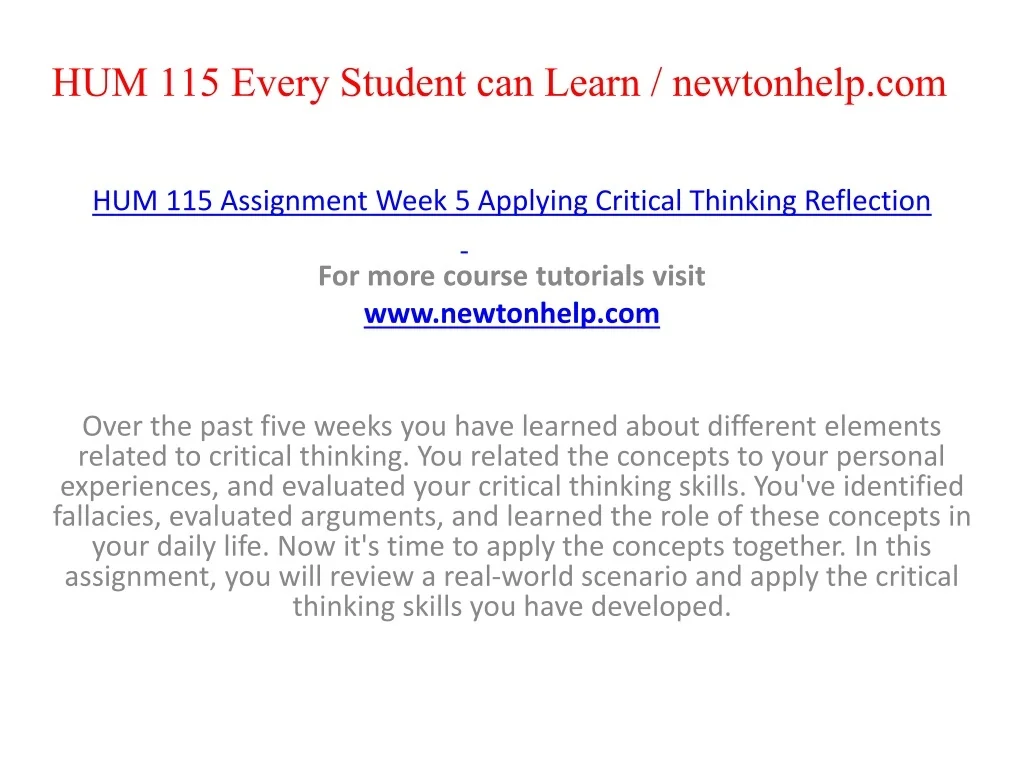 PPT - HUM 115 Every Student can Learn / newtonhelp.com PowerPoint Presentation - ID:10571083
