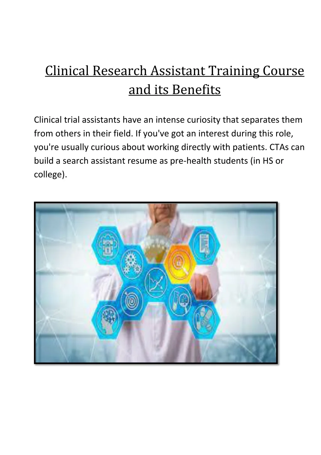 PPT - Clinical Research Assistant Training Course and its Benefits ...