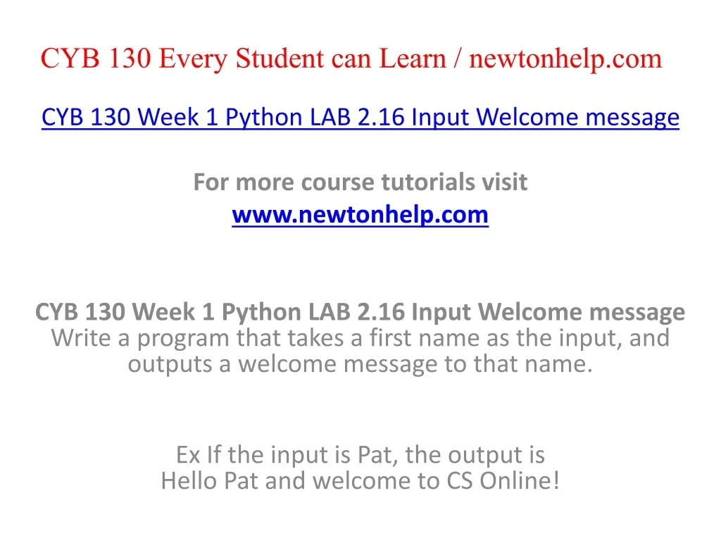 PPT - CYB 130 Every Student can Learn / newtonhelp.com PowerPoint Presentation - ID:10575740