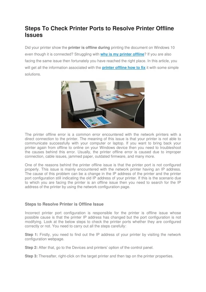 PPT - Steps To Check Printer Ports to Resolve Printer Offline Issues ...