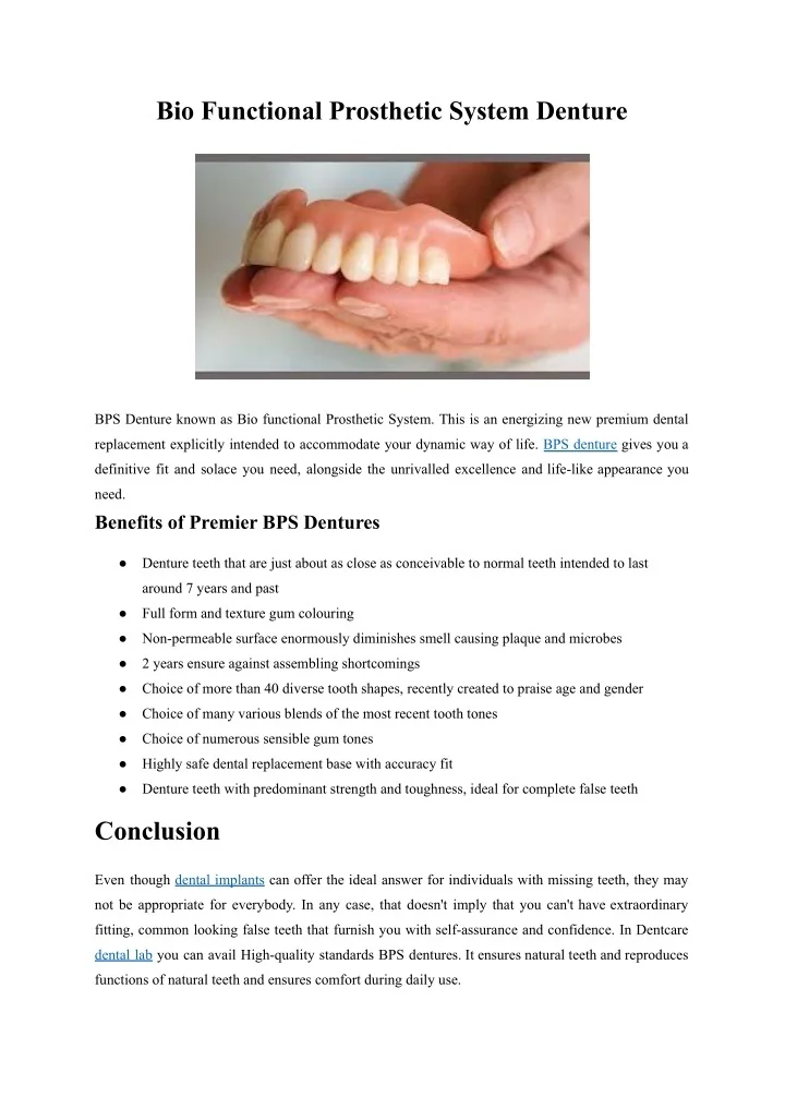 PPT - Bio Functional Prosthetic System Denture PowerPoint Presentation ...
