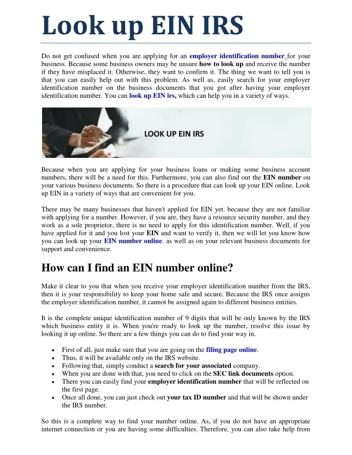PPT - Look up EIN IRS PowerPoint Presentation, free download - ID:10577679