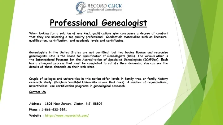 PPT - Professional Genealogists PowerPoint Presentation, free download ...