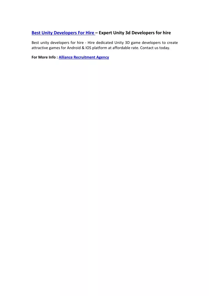 PPT - Best Unity Developers For Hire – Expert Unity 3d Developers for ... PPT - Best Unity Developers For Hire – Expert Unity 3d Developers for ...