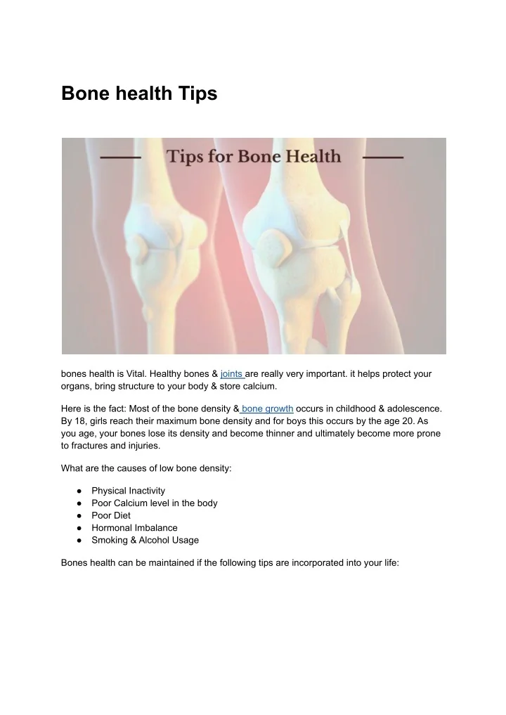 PPT - Bone Health Tips PowerPoint Presentation, free download - ID:10580728