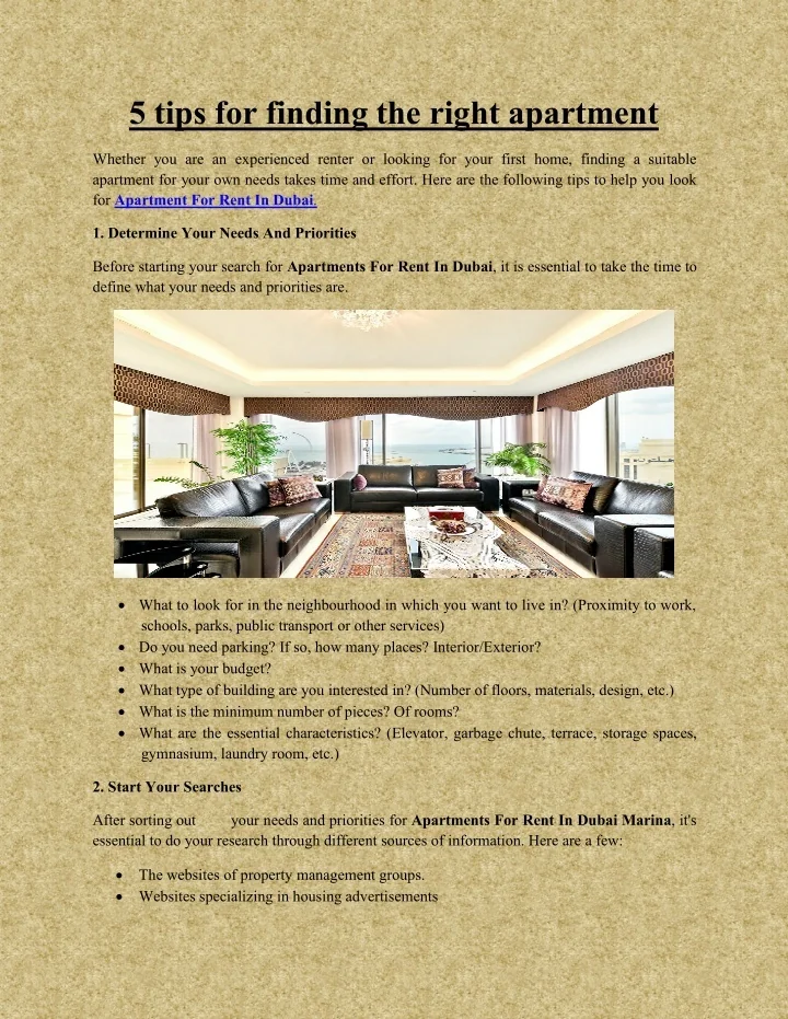 PPT - 5 tips for finding the right apartment PowerPoint Presentation ...
