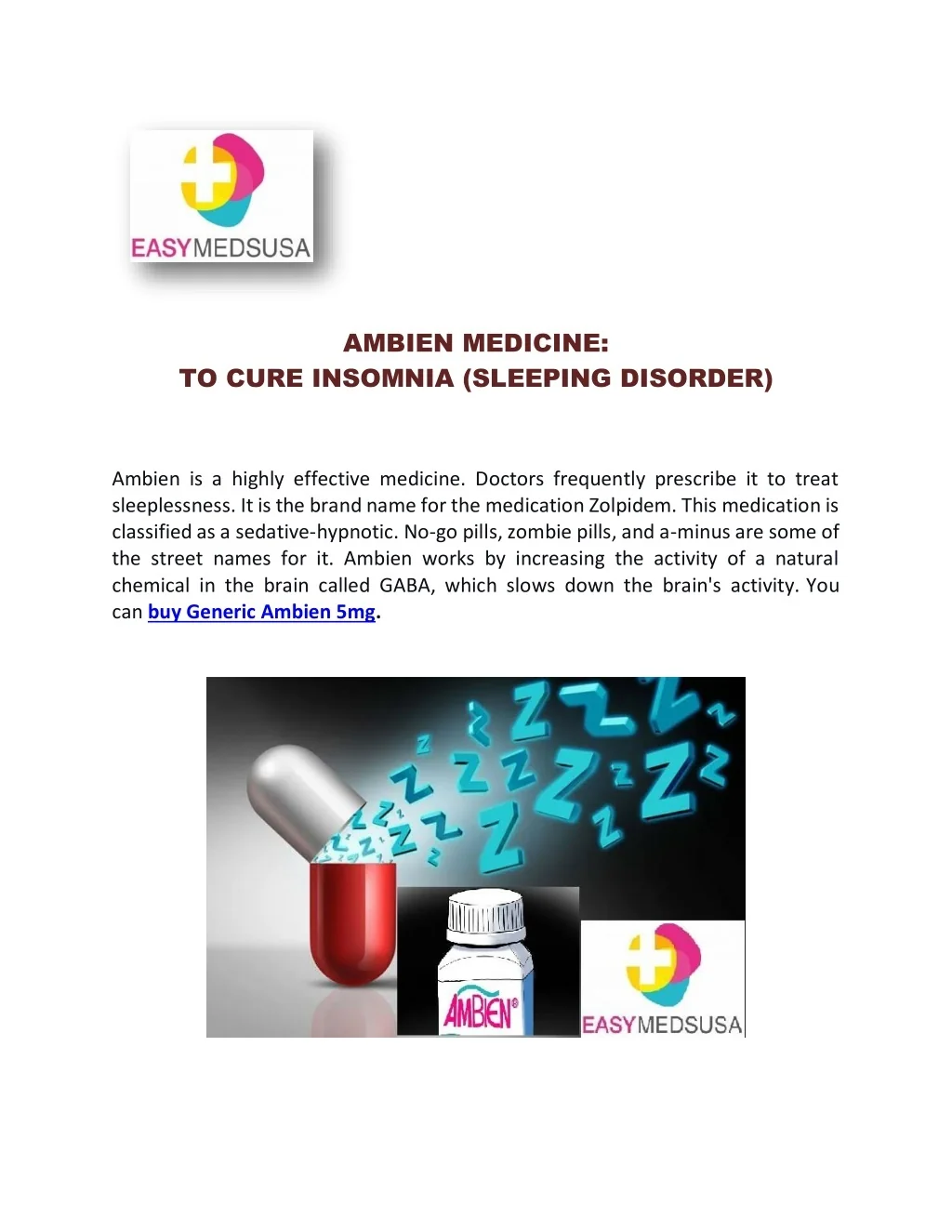 PPT - Ambien – to Cure Insomnia (Sleeping Disorder) PowerPoint ...