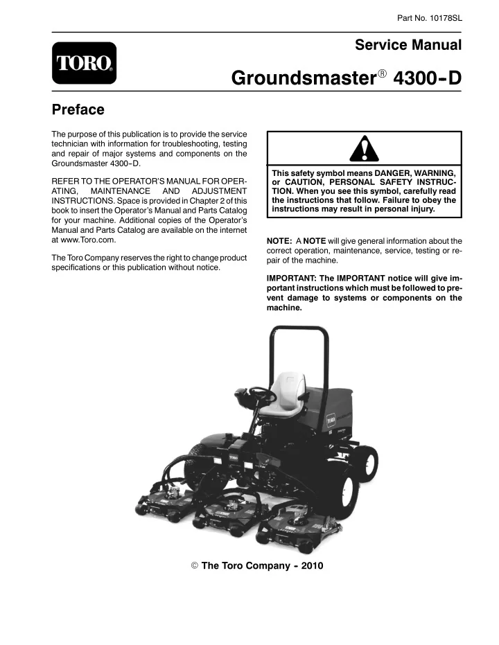PPT - Toro Groundsmaster 4300-D Service Repair Manual PowerPoint ...