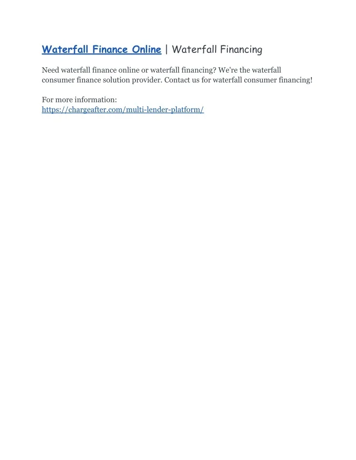 PPT - Waterfall Finance Online | Waterfall Financing PowerPoint ...