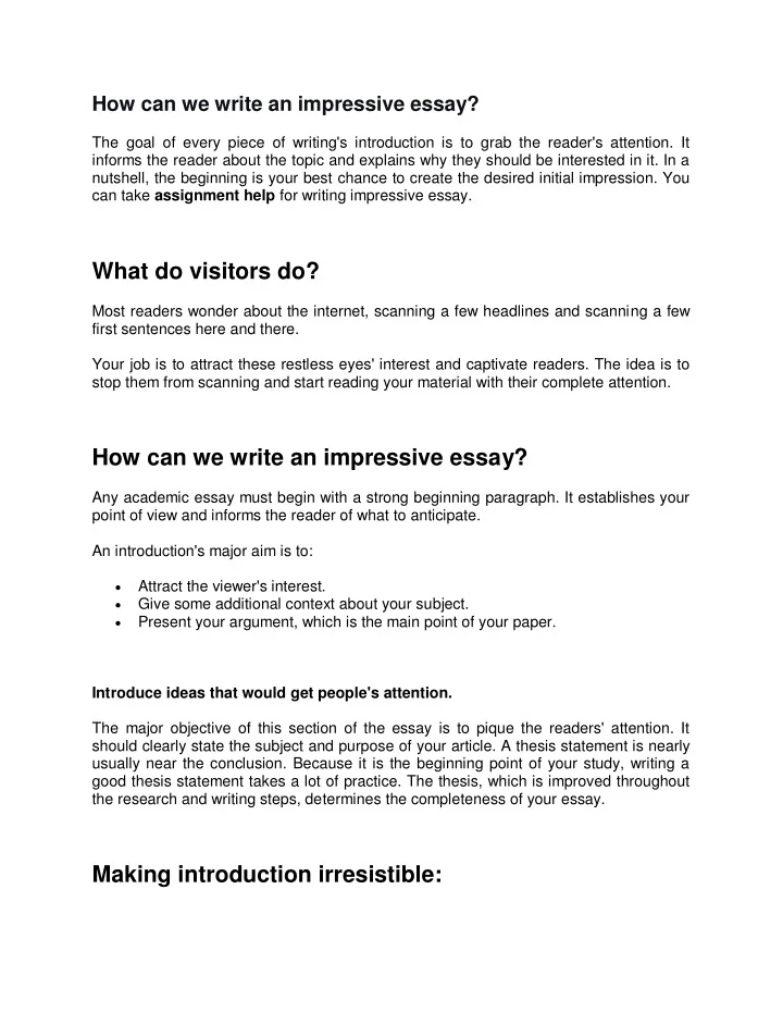 PPT - Writing impressive essay with assignment help PowerPoint ...