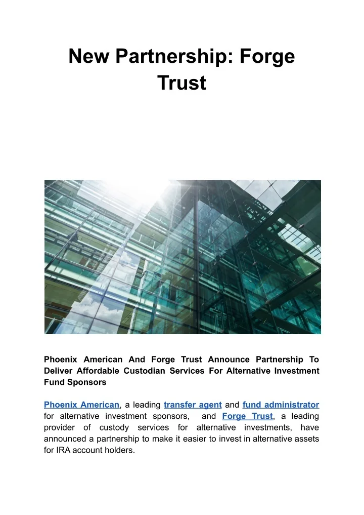 PPT - New Partnership: Forge Trust PowerPoint Presentation, free ...