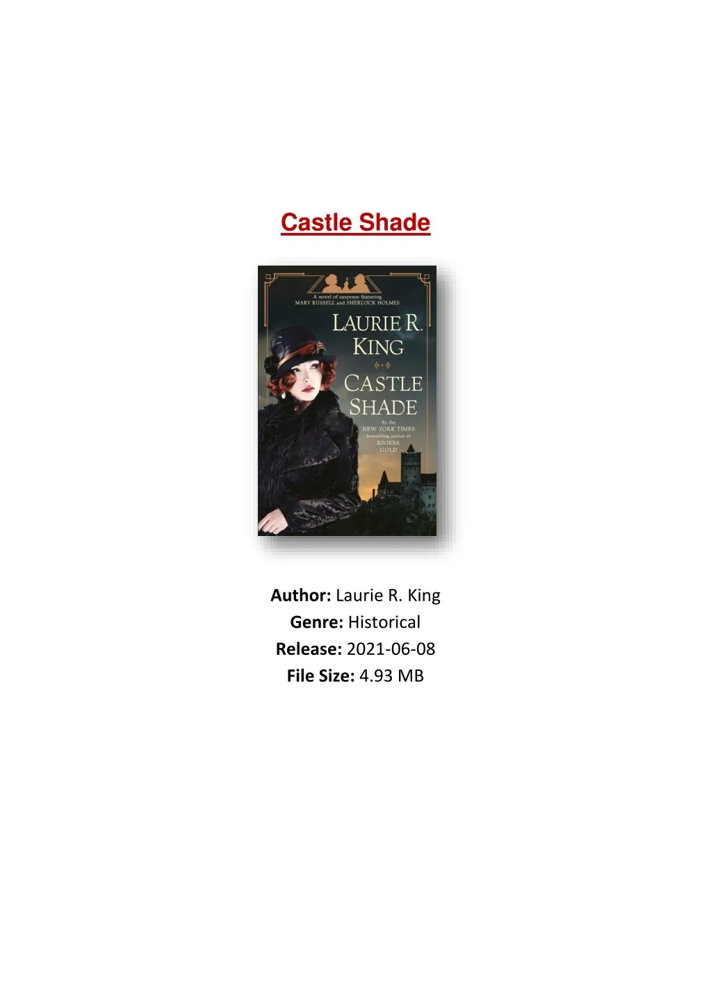PPT - [PDF] Free Download Castle Shade By Laurie R. King PowerPoint ...