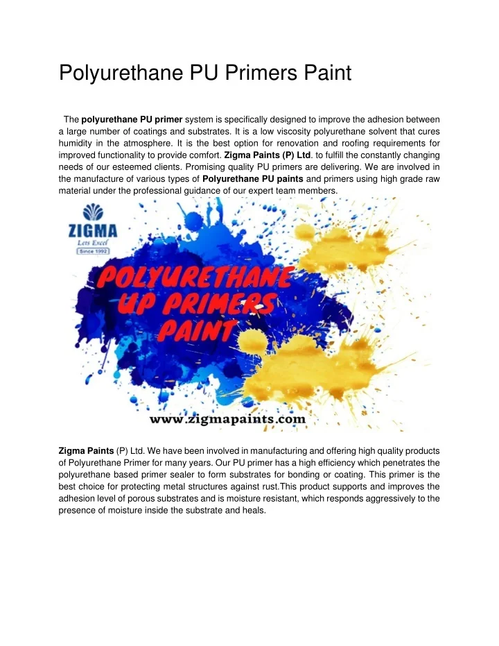 PPT - Polyurethane PU Primers Paint PowerPoint Presentation, free ...