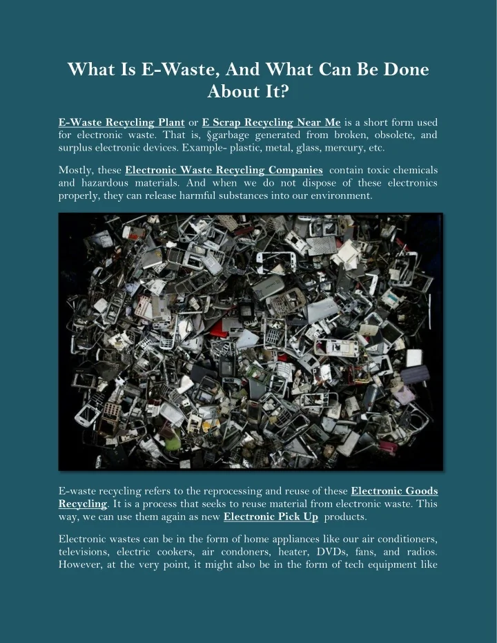 PPT - What Is E-Waste And What Can Be Done About It PowerPoint ...