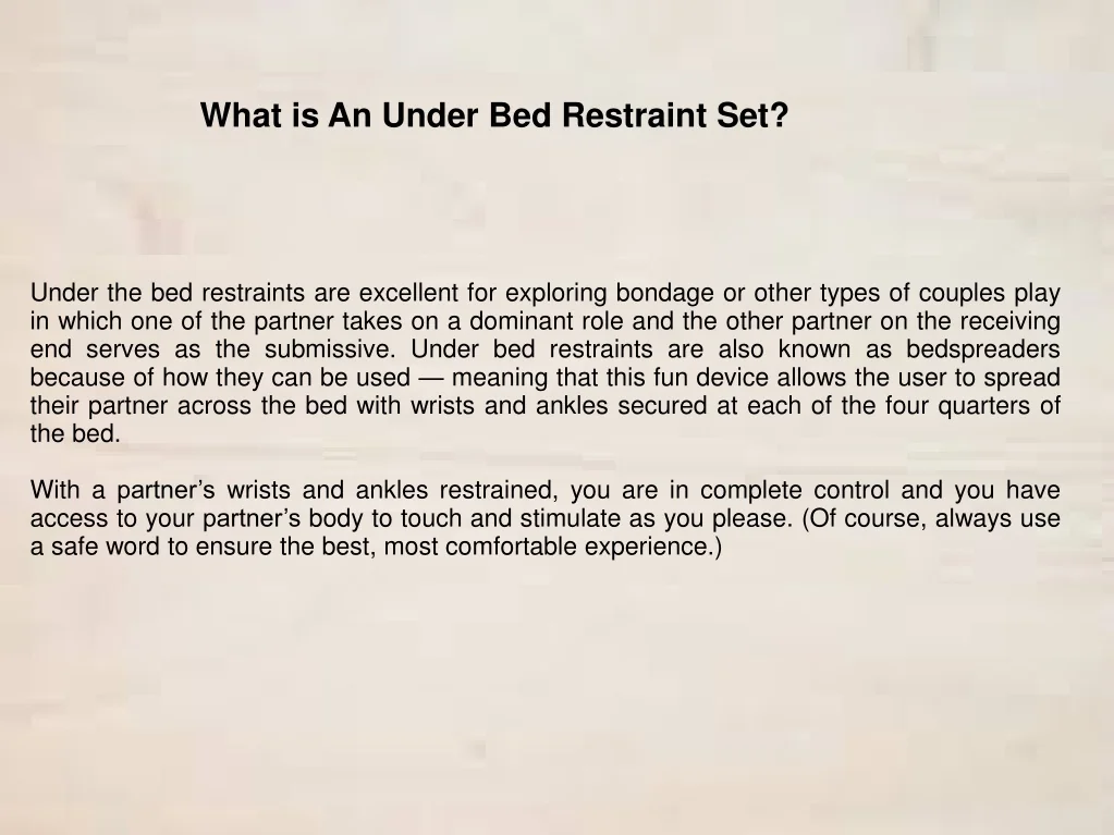 PPT - Bedspreaders The Best Under Bed Restraints of the Year PowerPoint ...