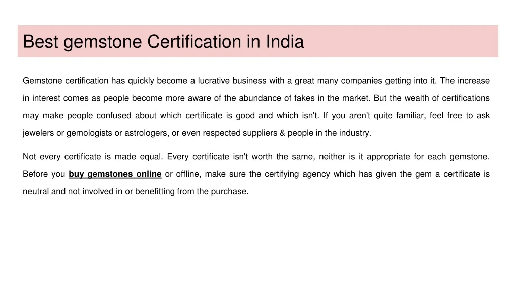 PPT - Top certifications to assure authenticity of gemstones PowerPoint ...