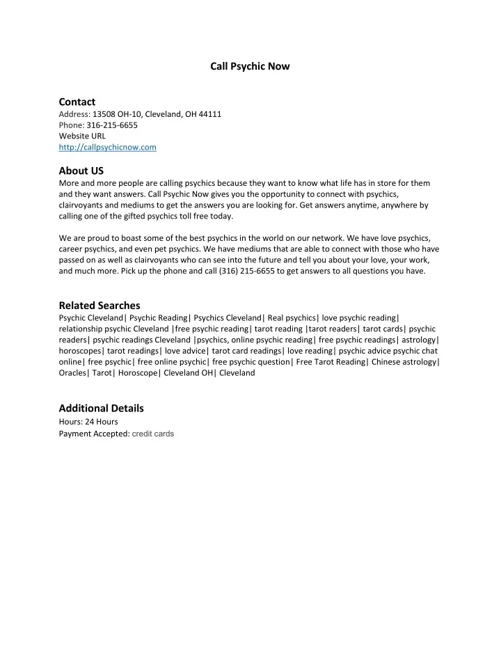 PPT - Call Psychic Now PowerPoint Presentation, free download - ID:10596166