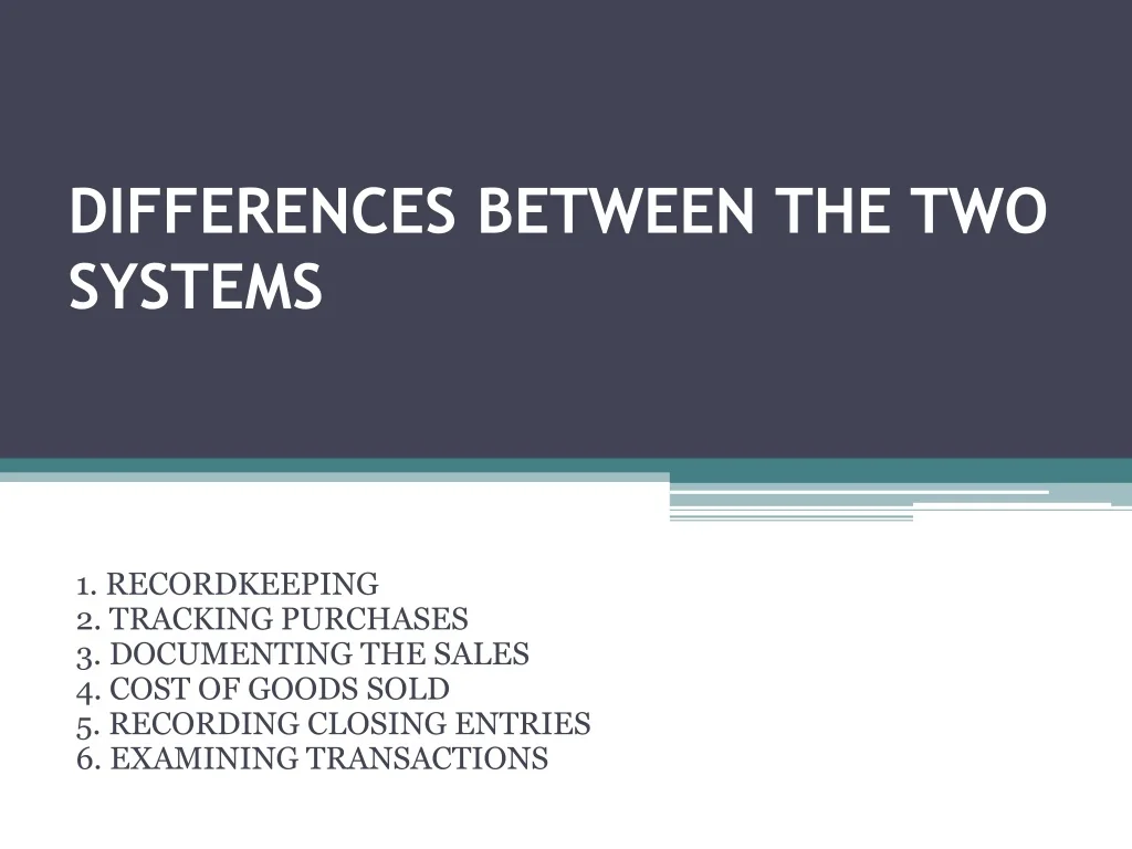 PPT - DIFFERENCE BETWEEN PERIODIC AND PERPETUAL INVENTORY SYSTEM ...