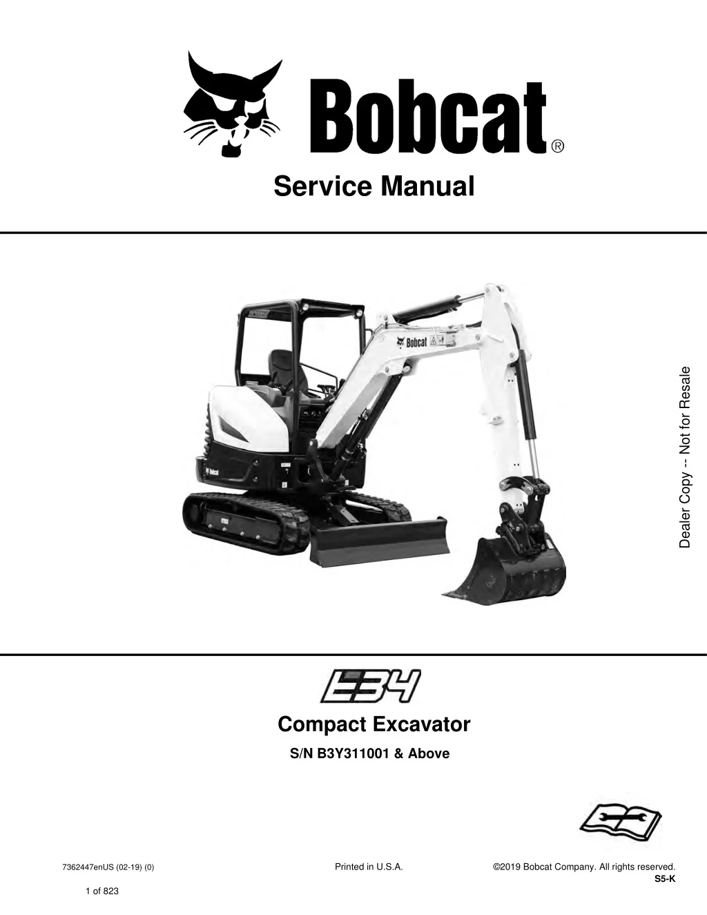 PPT - Bobcat E34 Compact Excavator Service Repair Manual (SN B3Y311001 ...