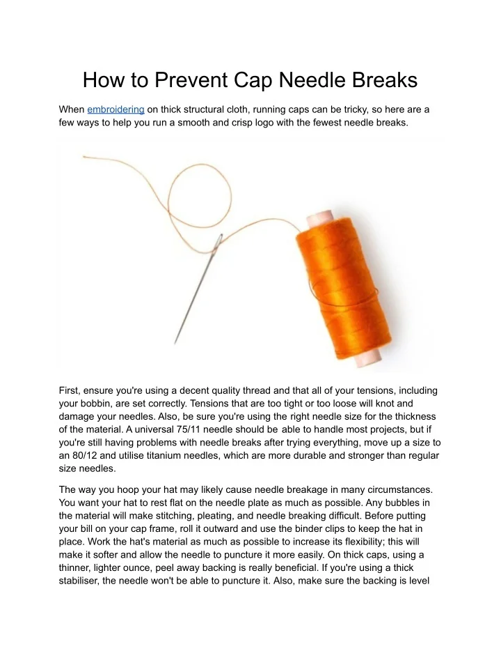 PPT - How to Prevent Cap Needle Breaks PowerPoint Presentation, free ...