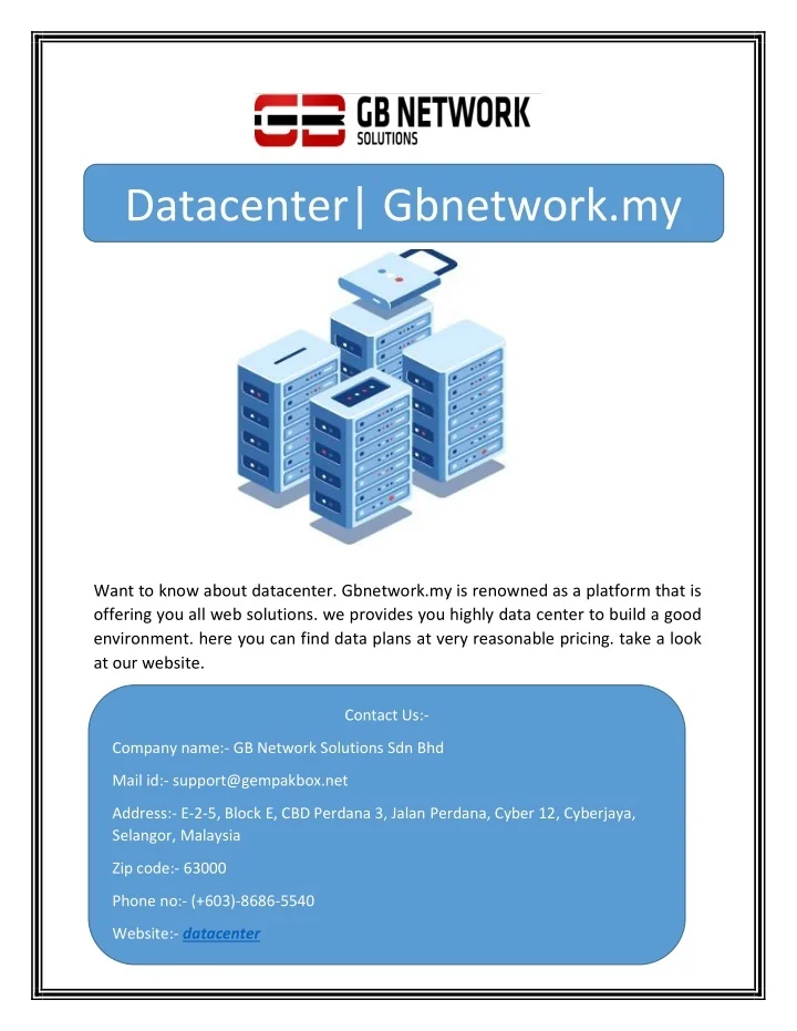 PPT - Datacenter| Gbnetwork.my PowerPoint Presentation, free download ...