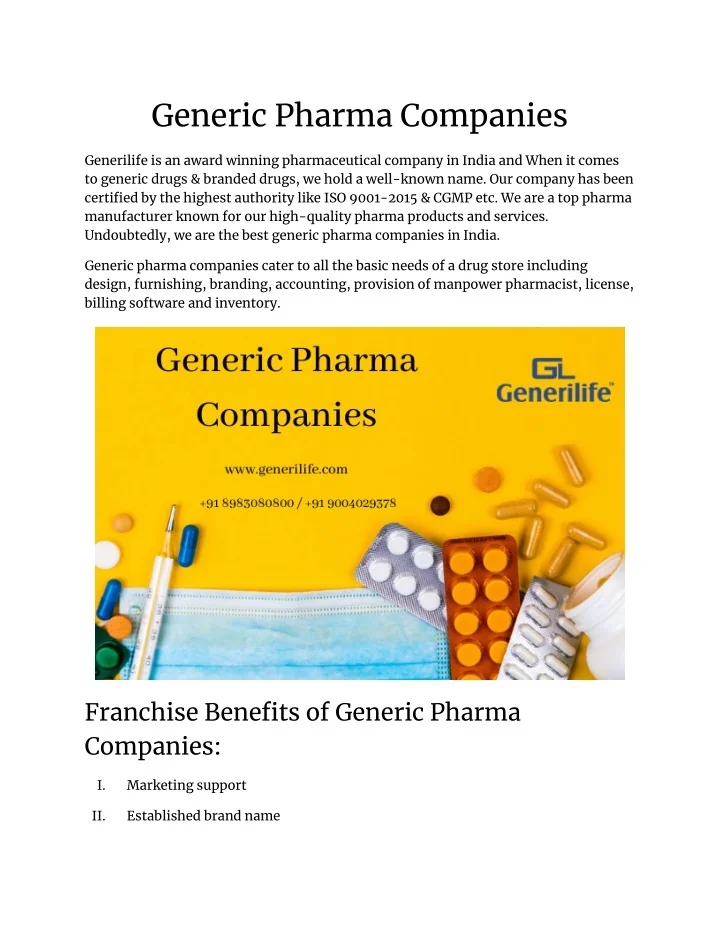 PPT - Generic Pharma Companies PowerPoint Presentation, free download ...