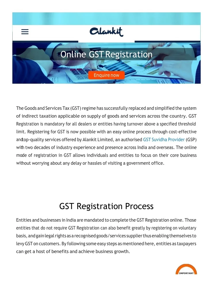 PPT - Online GST Registration, GST Registration Application Form ...