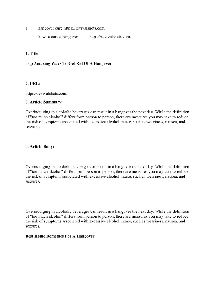 PPT - Top Amazing Ways To Get Rid Of A Hangover PowerPoint Presentation ...