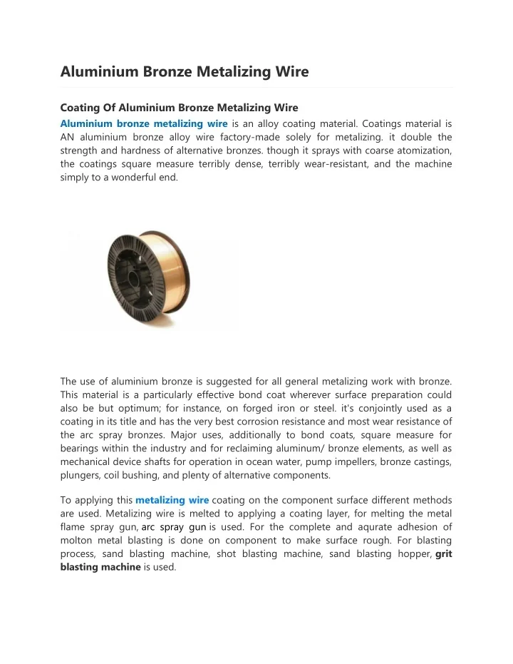 PPT - Aluminium Bronze Metalizing Wire-converted PowerPoint ...