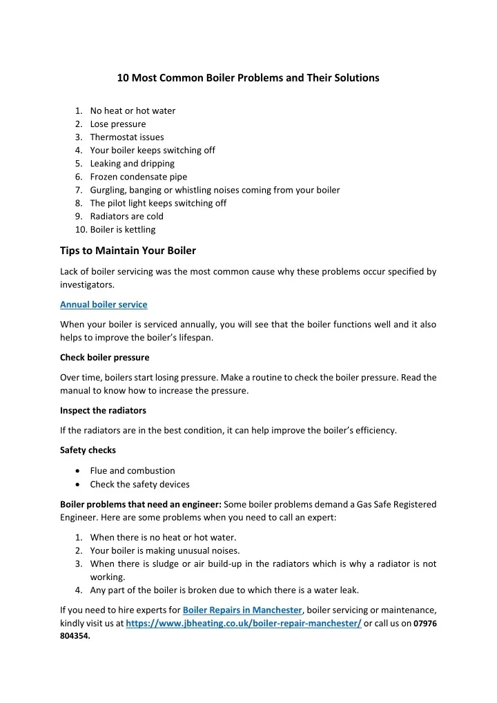 PPT - 10 Most Common Boiler Problems and Their Solutions PowerPoint ...