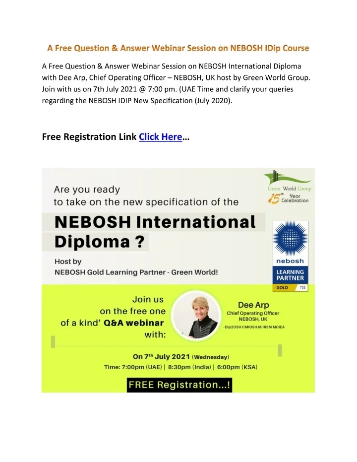 PPT - A Free Question & Answer Webinar Session on NEBOSH IDip Course ...