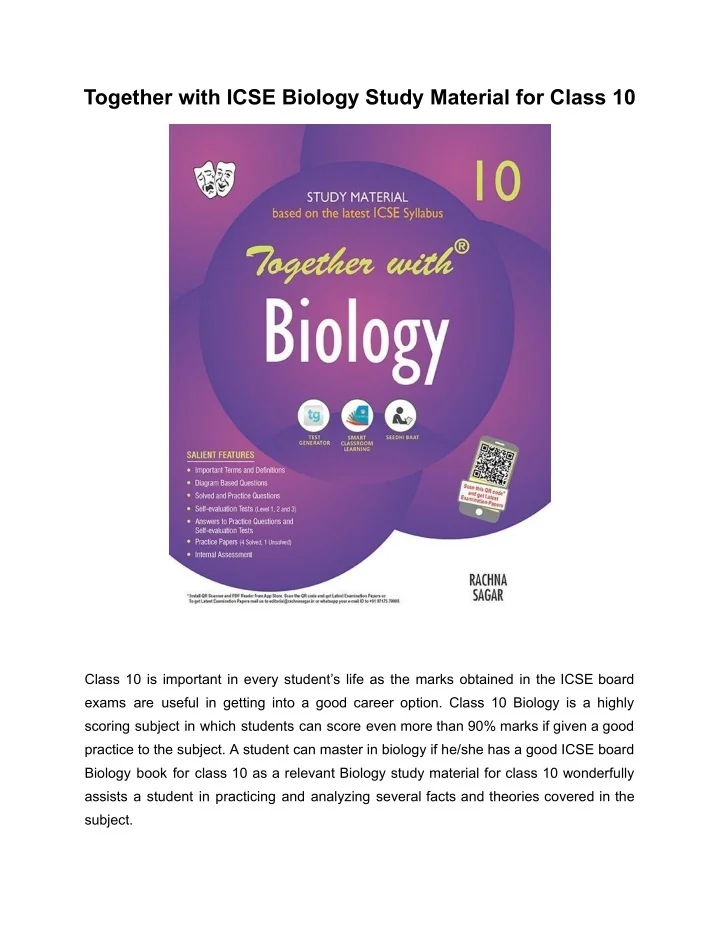 PPT - Together with ICSE Biology Study Material for Class 10 PowerPoint ...