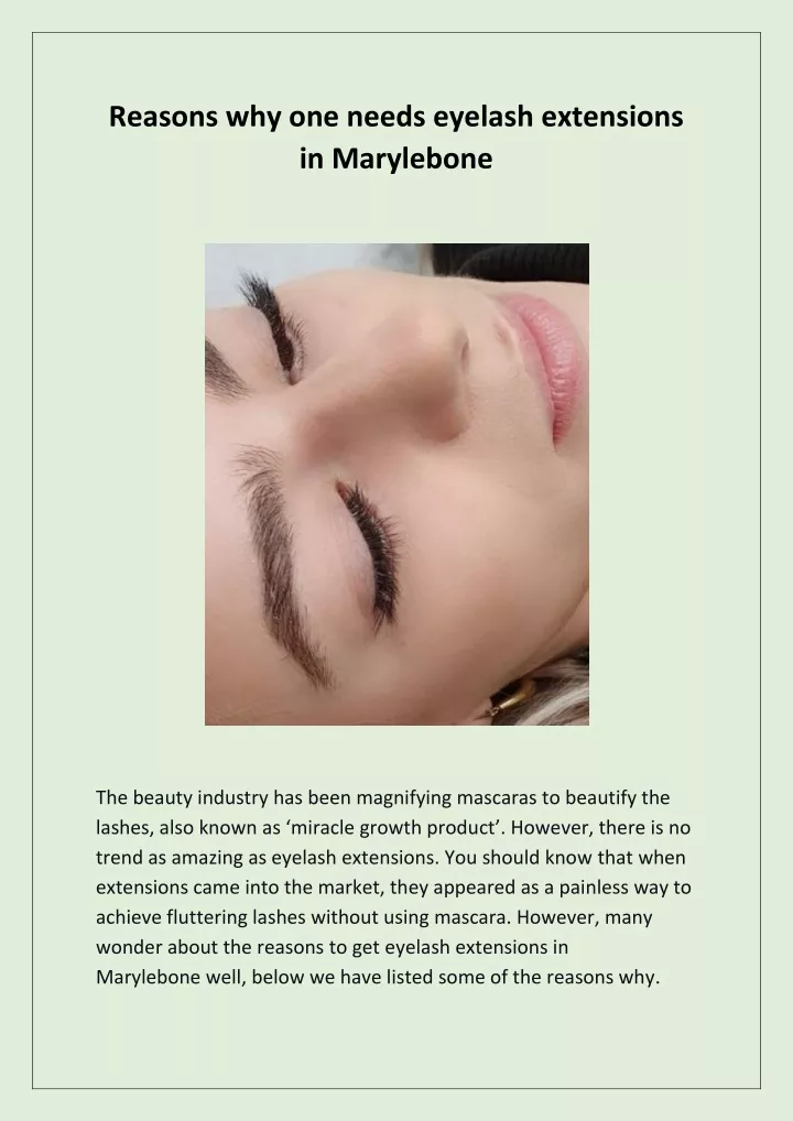 Ppt Reasons Why One Needs Eyelash Extensions In Marylebone Powerpoint