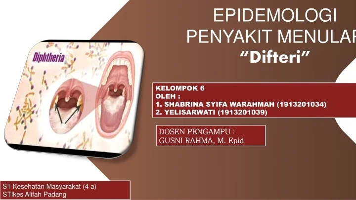 PPT - PPT EPIDEMOLOGI PENYAKIT MENULAR DIFTERI BY SHABRINA SYIFA ...