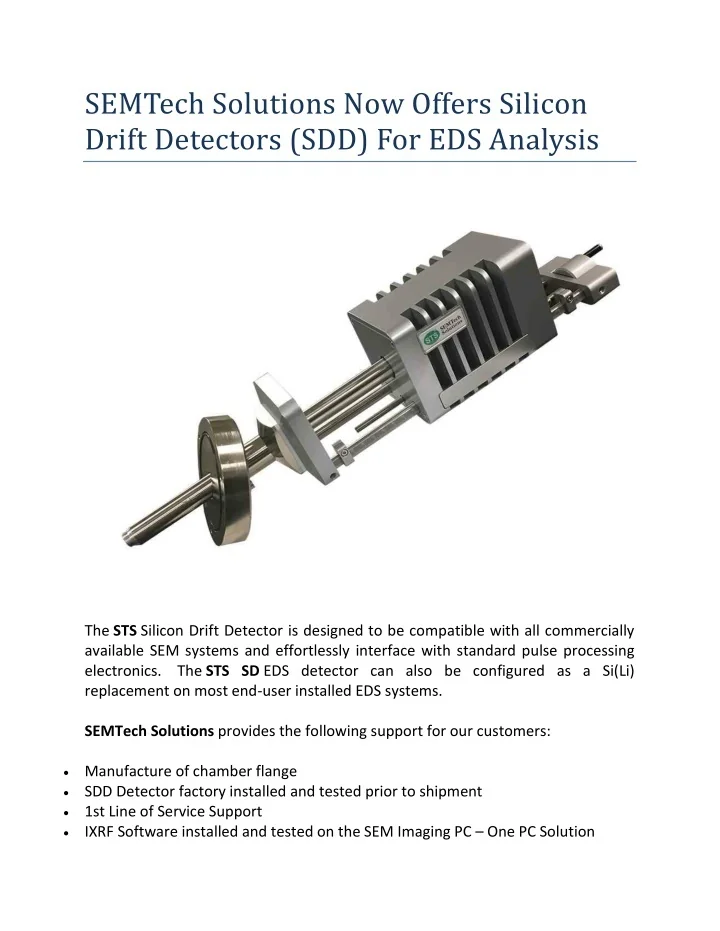 PPT - SEMTech Solutions Now Offers Silicon Drift Detectors (SDD) For ...