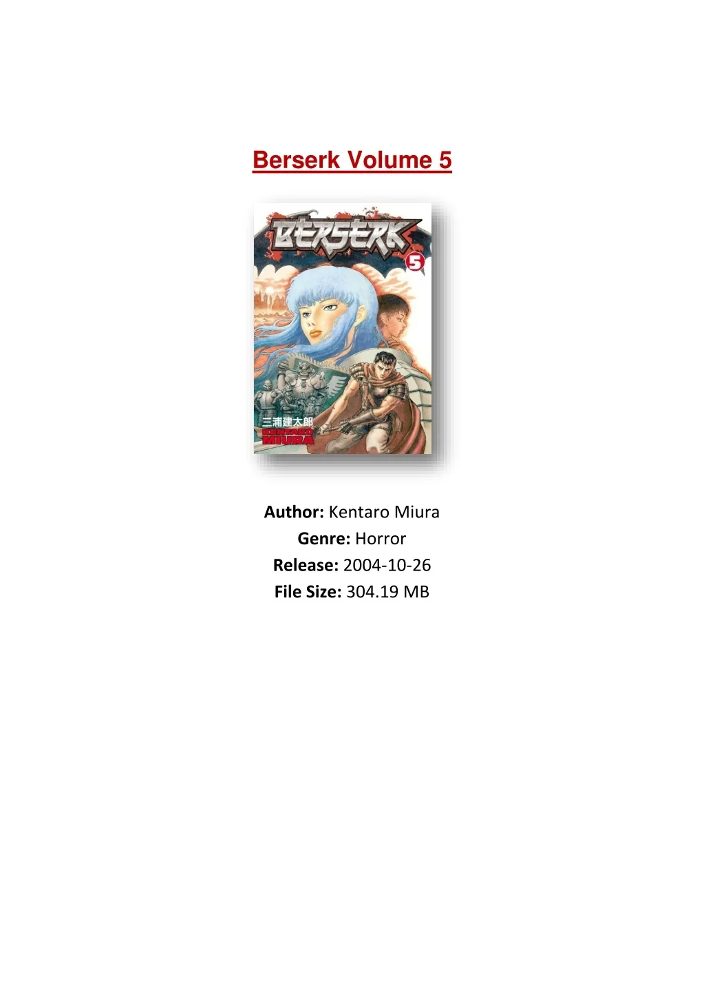 PPT - [PDF] Free Download Berserk Volume 5 By Kentaro Miura PowerPoint ...