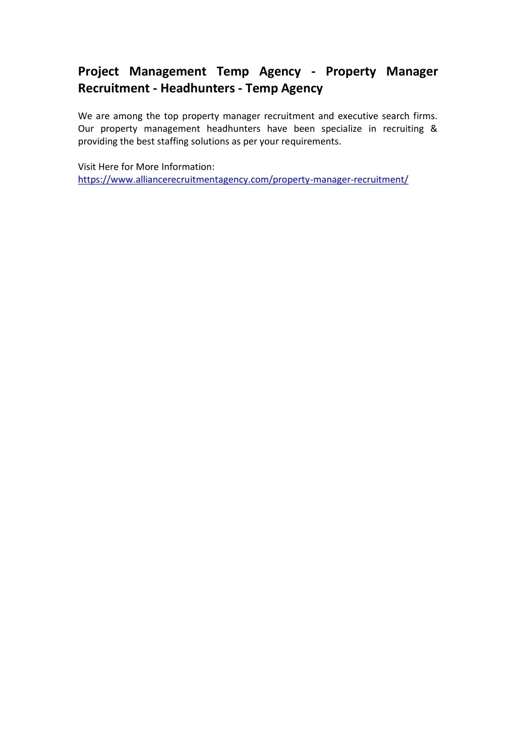 PPT - Project Management Temp Agency - Property Manager Recruitment ...