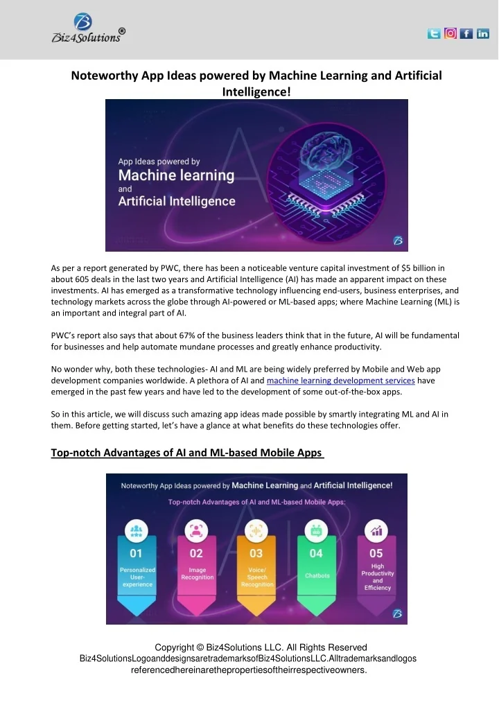 PPT - Noteworthy App Ideas powered by Machine Learning and Artificial ...