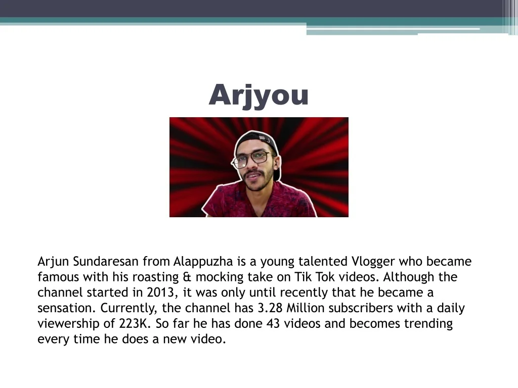 PPT - TOP 5 YOUTUBERS IN KERALA PowerPoint Presentation, free download ...
