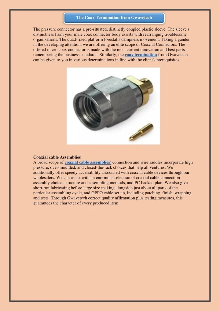 PPT - The Coax Termination from Gwavetech PowerPoint Presentation, free ...