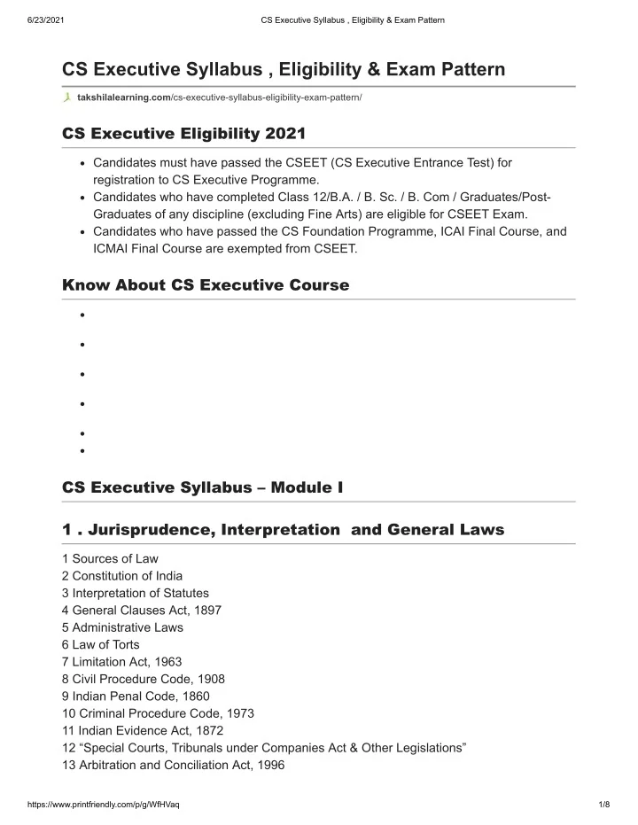 PPT - CS Executive Syllabus , Eligibility & Exam Pattern pdf PowerPoint ...