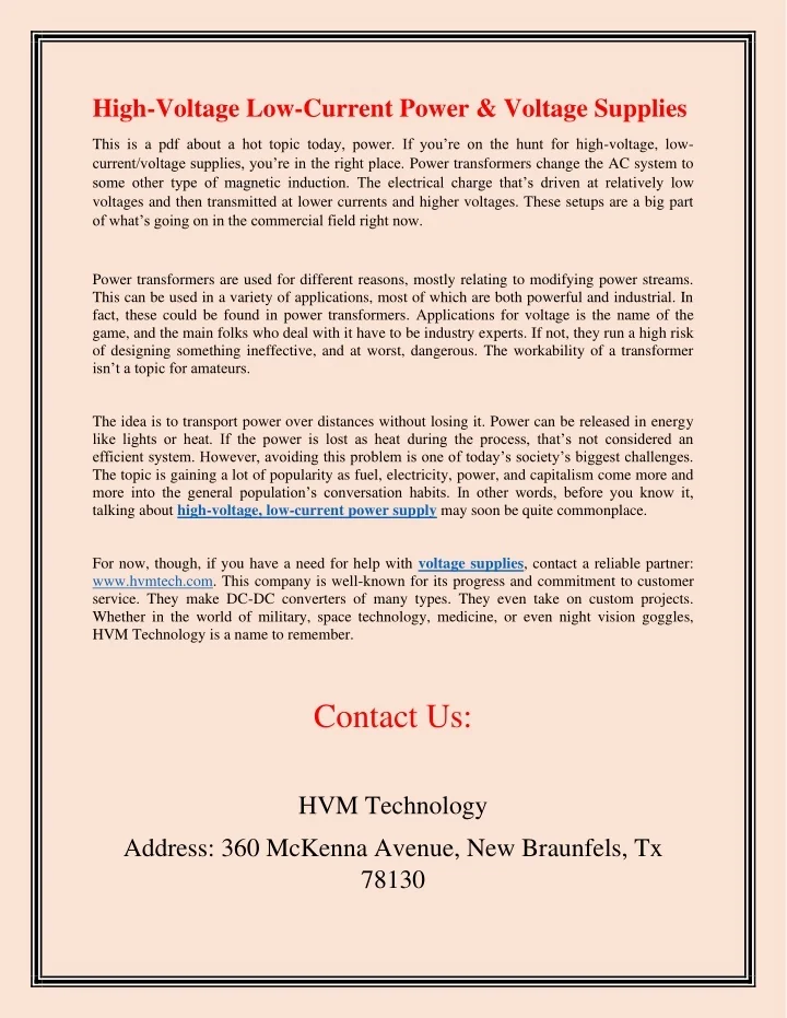 PPT - High-Voltage Low-Current Power & Voltage Supplies PowerPoint ...