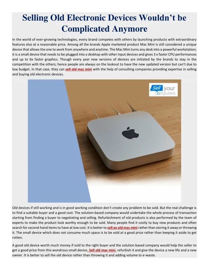 PPT - Selling Old Electronic Devices Wouldn’t be Complicated Anymore ...