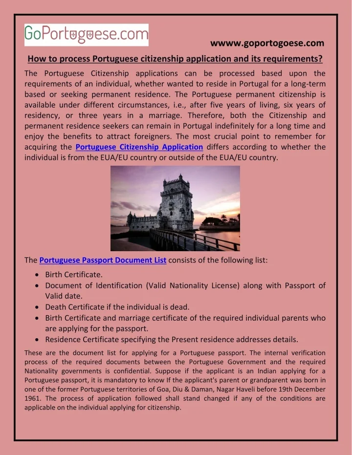 PPT - How to process Portuguese citizenship application and its ...