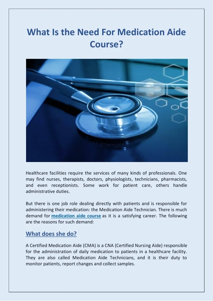 PPT - What Is the Need For Medication Aide Course PowerPoint ...