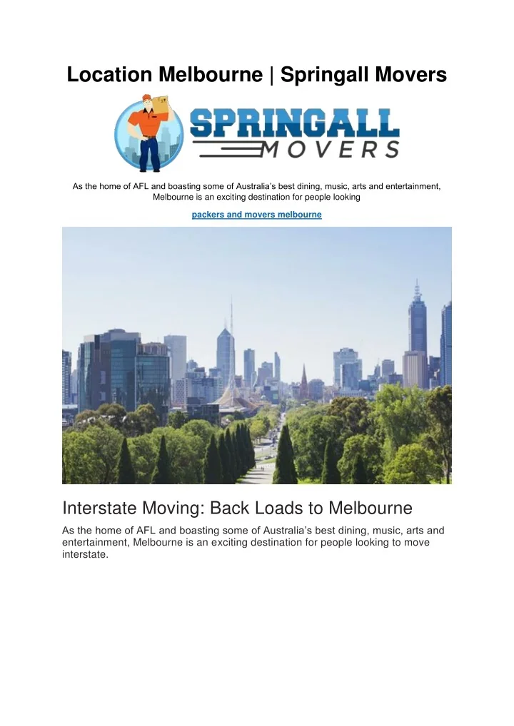 PPT - Location Melbourne | Springall Movers PowerPoint Presentation ...