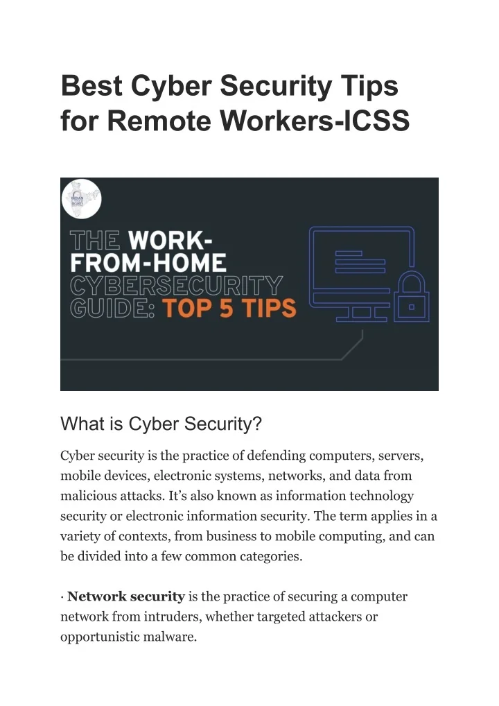 PPT - Best Cyber Security Tips for Remote Workers PowerPoint Presentation - ID:10624445