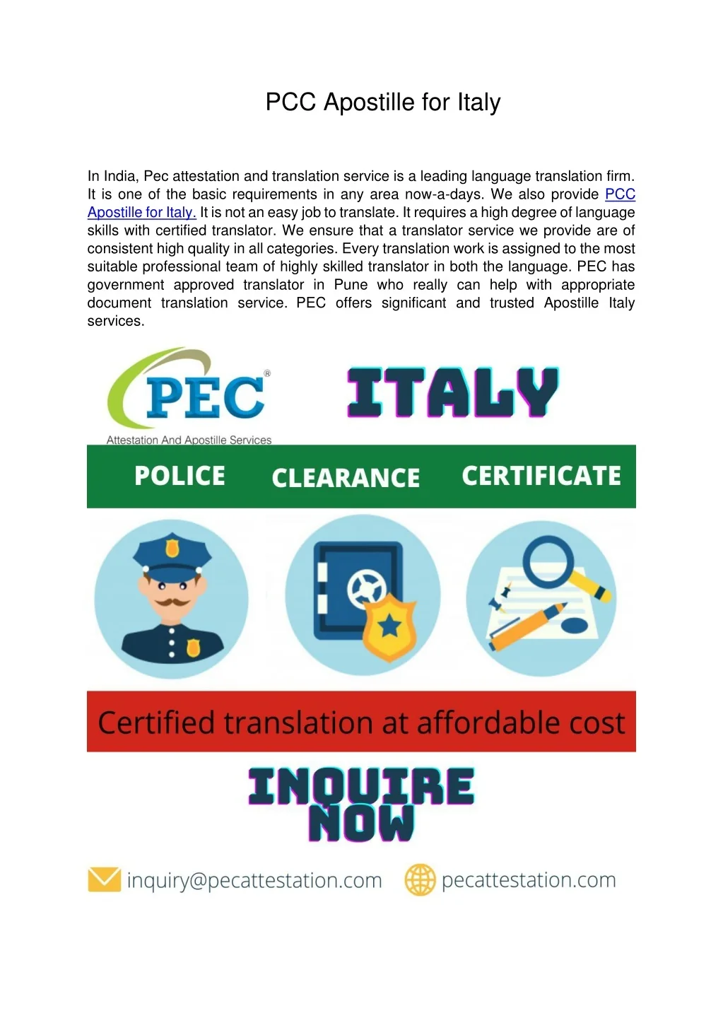 PPT - PCC Apostille for Italy PowerPoint Presentation, free download ...
