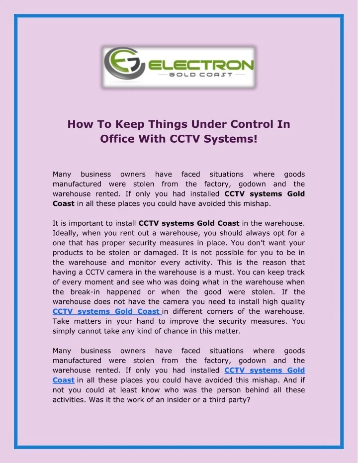 PPT - How To Keep Things Under Control In Office With CCTV Systems ...