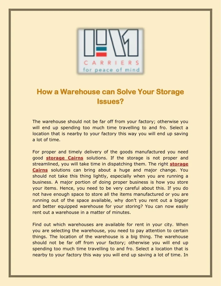 PPT - How a Warehouse can Solve Your Storage Issues PowerPoint ...